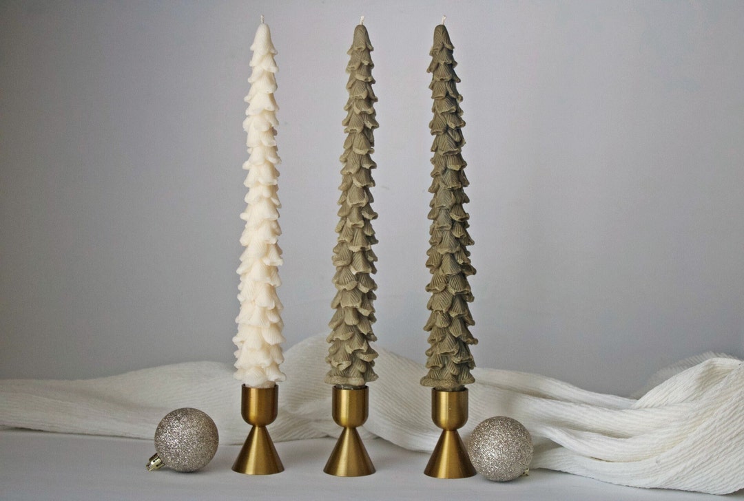 Christmas Tree Taper Candle, Tree Shaped Candle, Taper Candles, Pine ...
