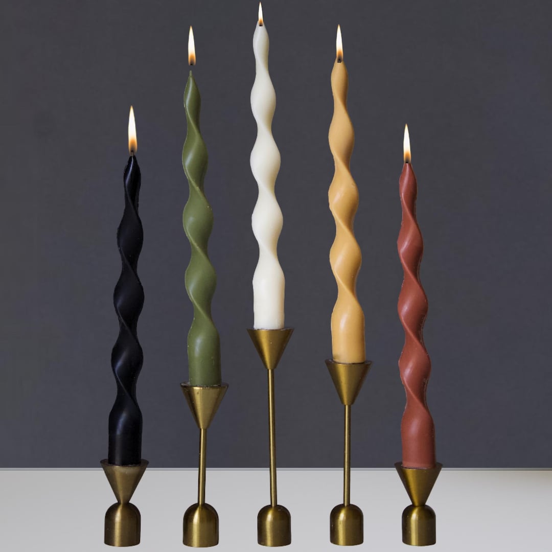 Spiral Taper Candle Set Twisted Soy Candle Beeswax Candle Handmade Gift ...