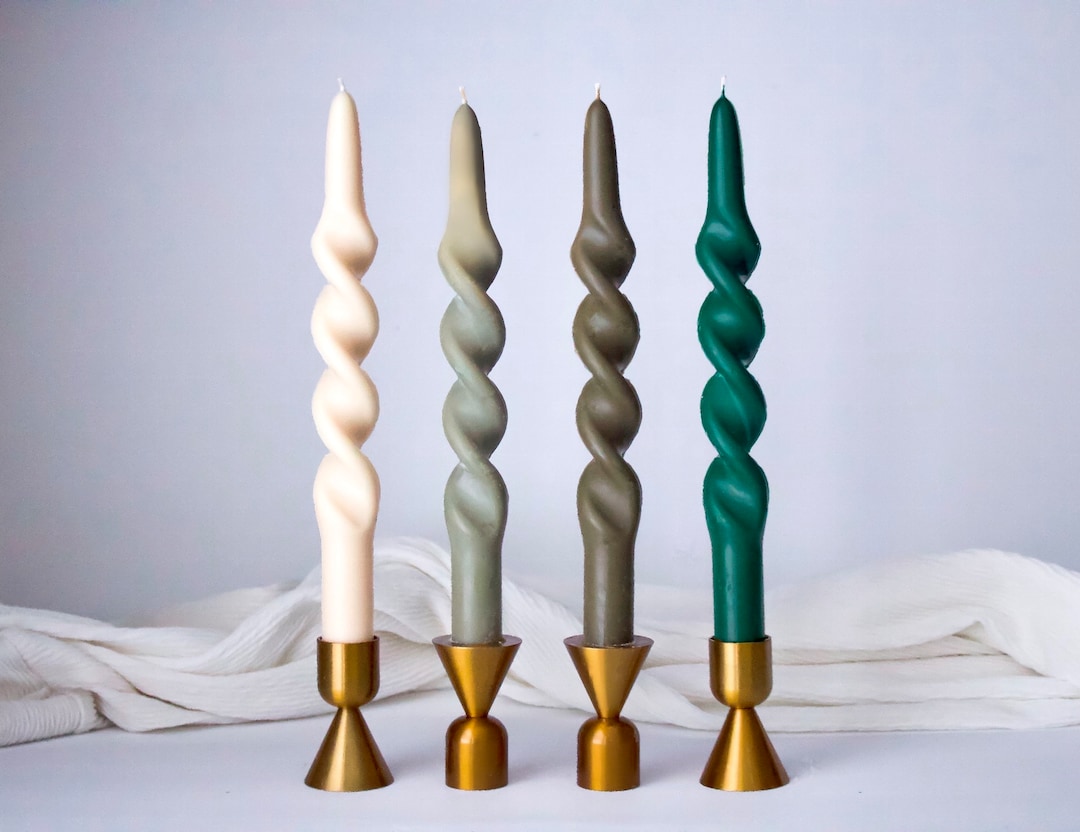 Spiral Taper Candle, Candlesticks, Twisted Candle, Soy Beeswax Candle ...