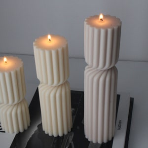 Shaped Candle, Ribbed Candle, Soy Pillar Candle, Taper Candle, Striped ...