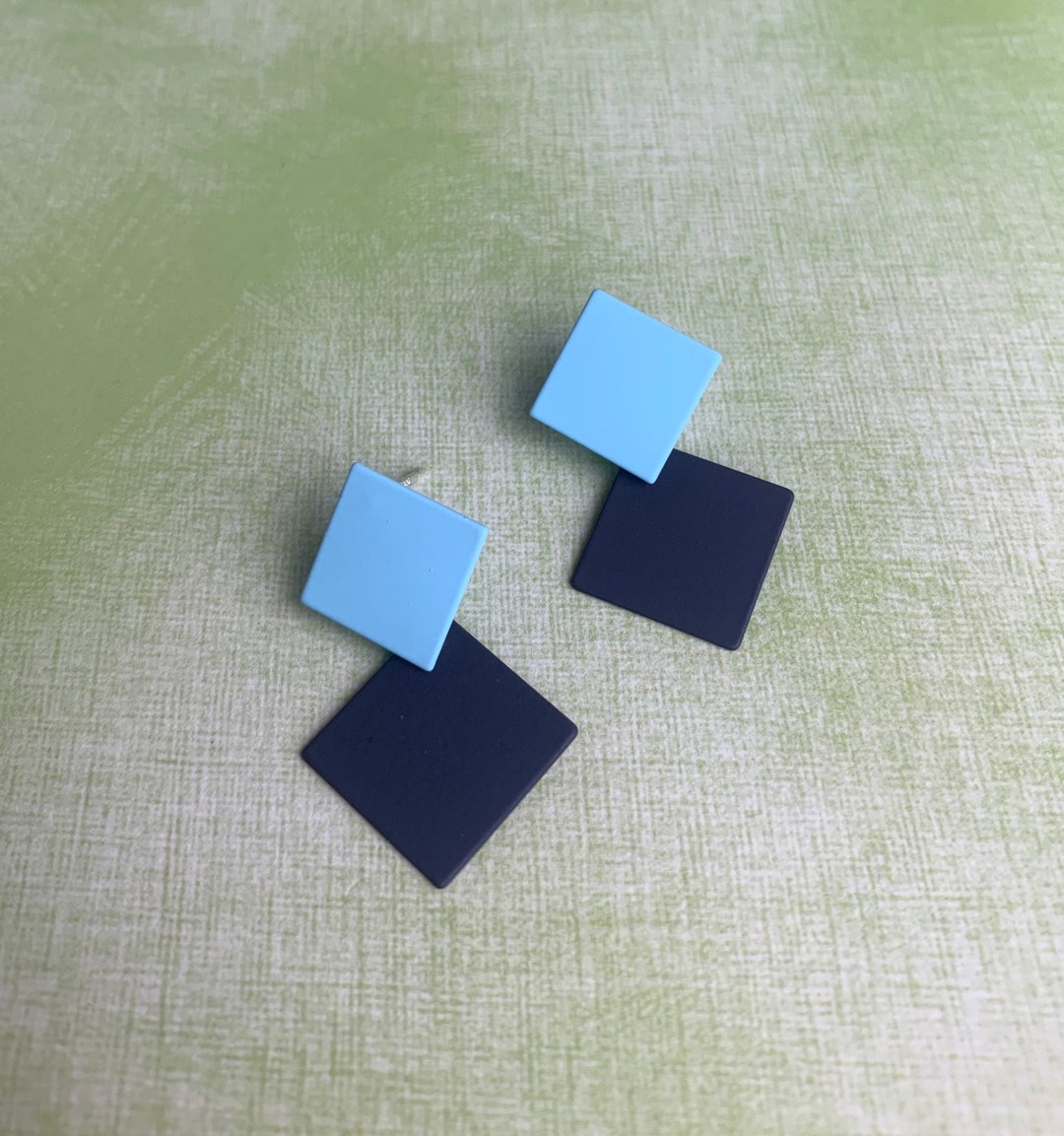 BLUE STATEMENT EARRINGS Blue Square Earrings, Statement Earrings ...