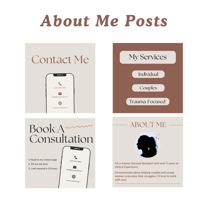 30 Social Media Post Templates for Therapists, Canva Templates for ...