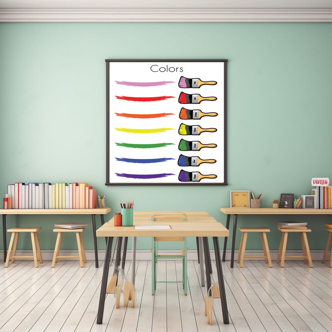 7 Colors Educational Poster, Montessori Playroom Wall Decor, Homeschool ...