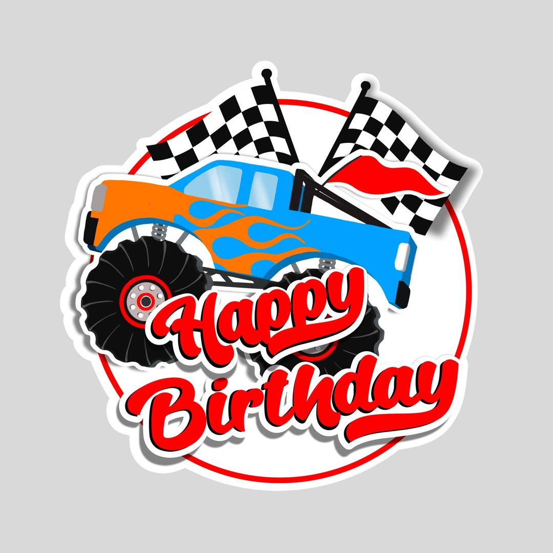 Monster Truck Happy Birthday Yard Card Cutout for Lawn Sign Rental ...