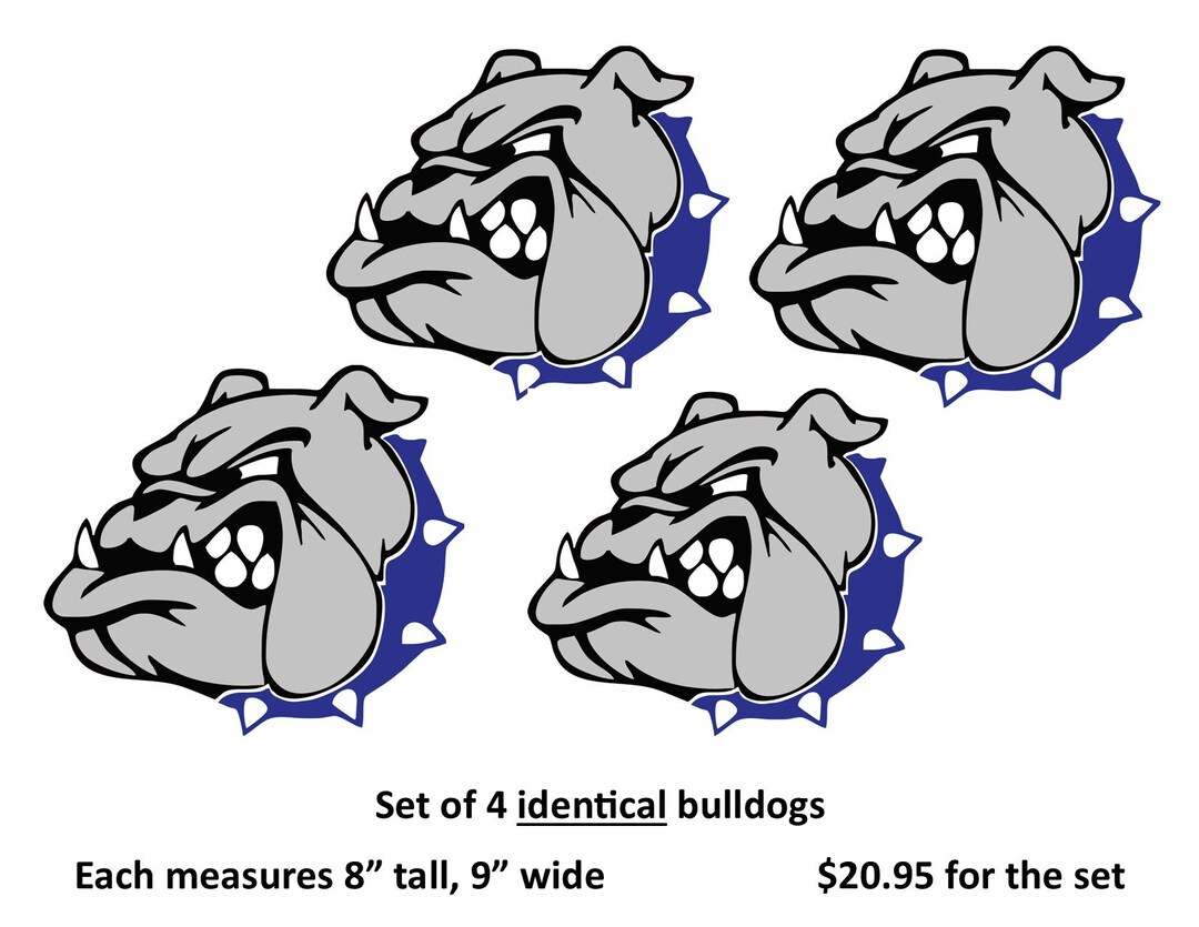 Set of 4 Customizable School Mascot Bulldog Yard Cards for Lawn Signs ...