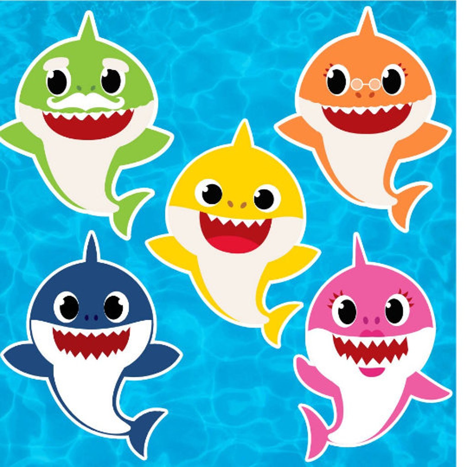 Family of Sharks Yard Cards Lawn Sign Set Wall Art Party Decoratons ...