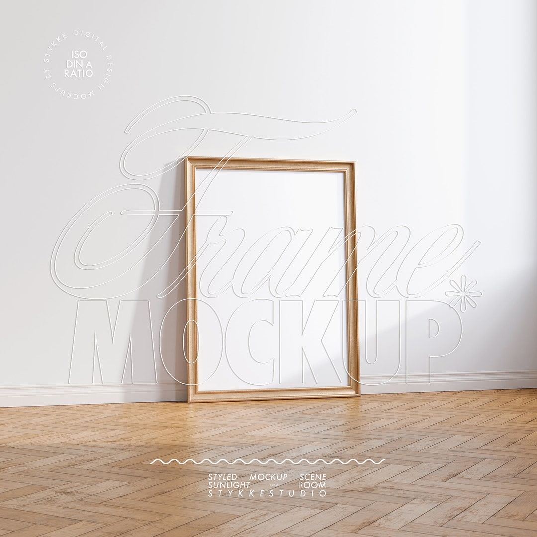Frame Mockup Gold Wood DIN A4 Vertical, Passe-partout Mockup Frame ...