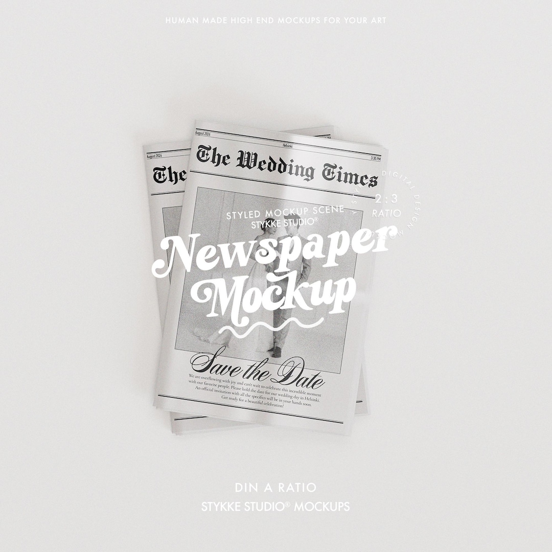 Newspaper Mockup, Digital Empty Newspaper Stack Vertical Print Mockup ...