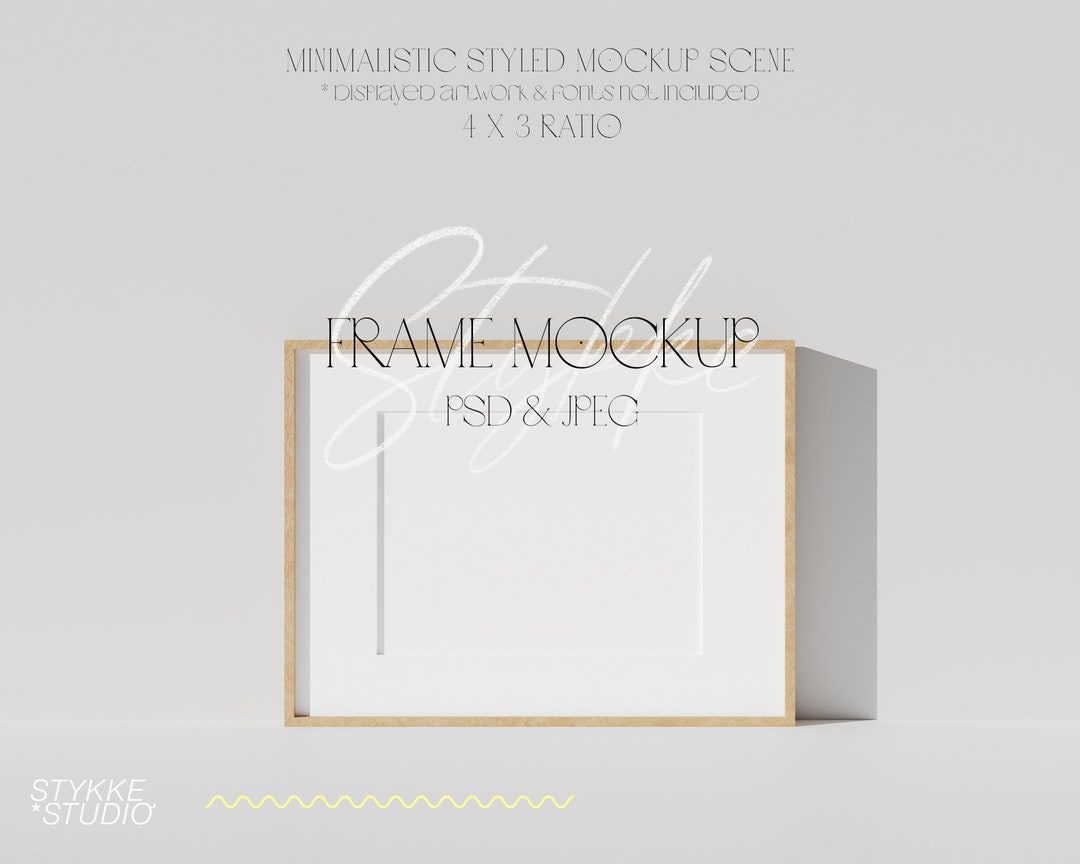 4x3 Horizontal Frame Mockup With Mat, Mockup for Prints, Minimalistic ...