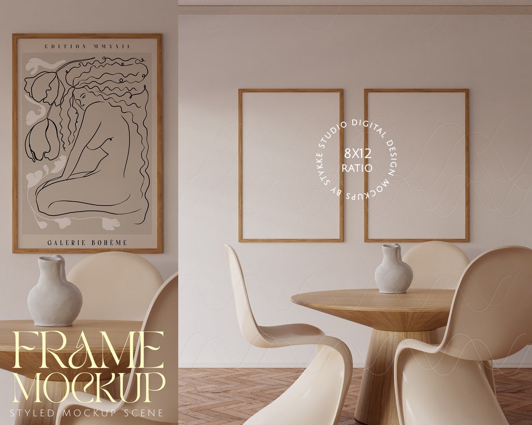 Two Frames Mockup, Frame Mockup Duo, Digital Frame Scenery, Vertical ...