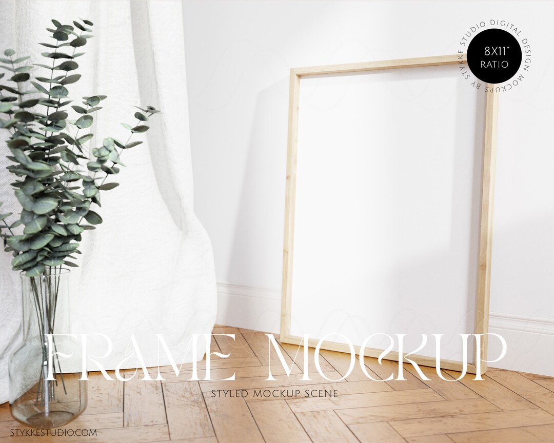 8x11 Vertical Frame Mockup, Modern Wood Frame Mockup, Frame Mockup ...