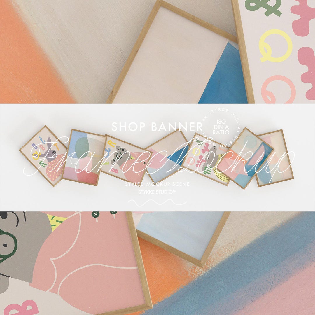 Etsy Shop Banner for Print Shops With Frame Mockups, Customizable Title ...