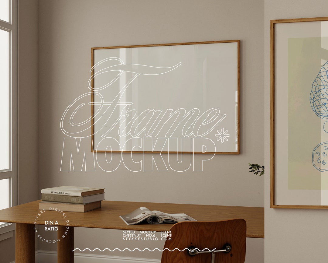 Horizontal Wooden Frame Mockup for Prints and Photography, ISO DIN A ...