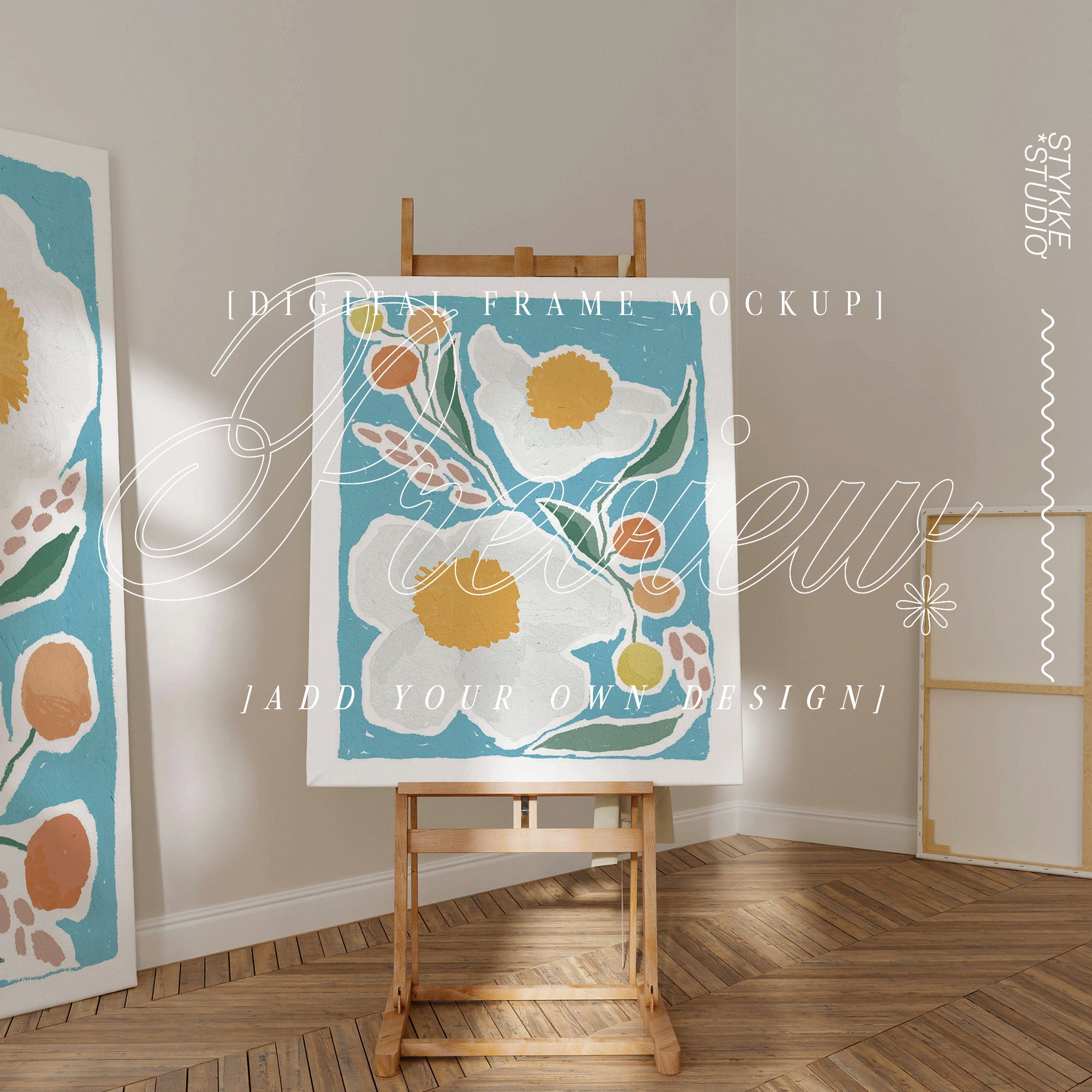 Tall Canvas Mockup, Art Studio Mockup 5x6.5 Ratio Vertical Painting ...