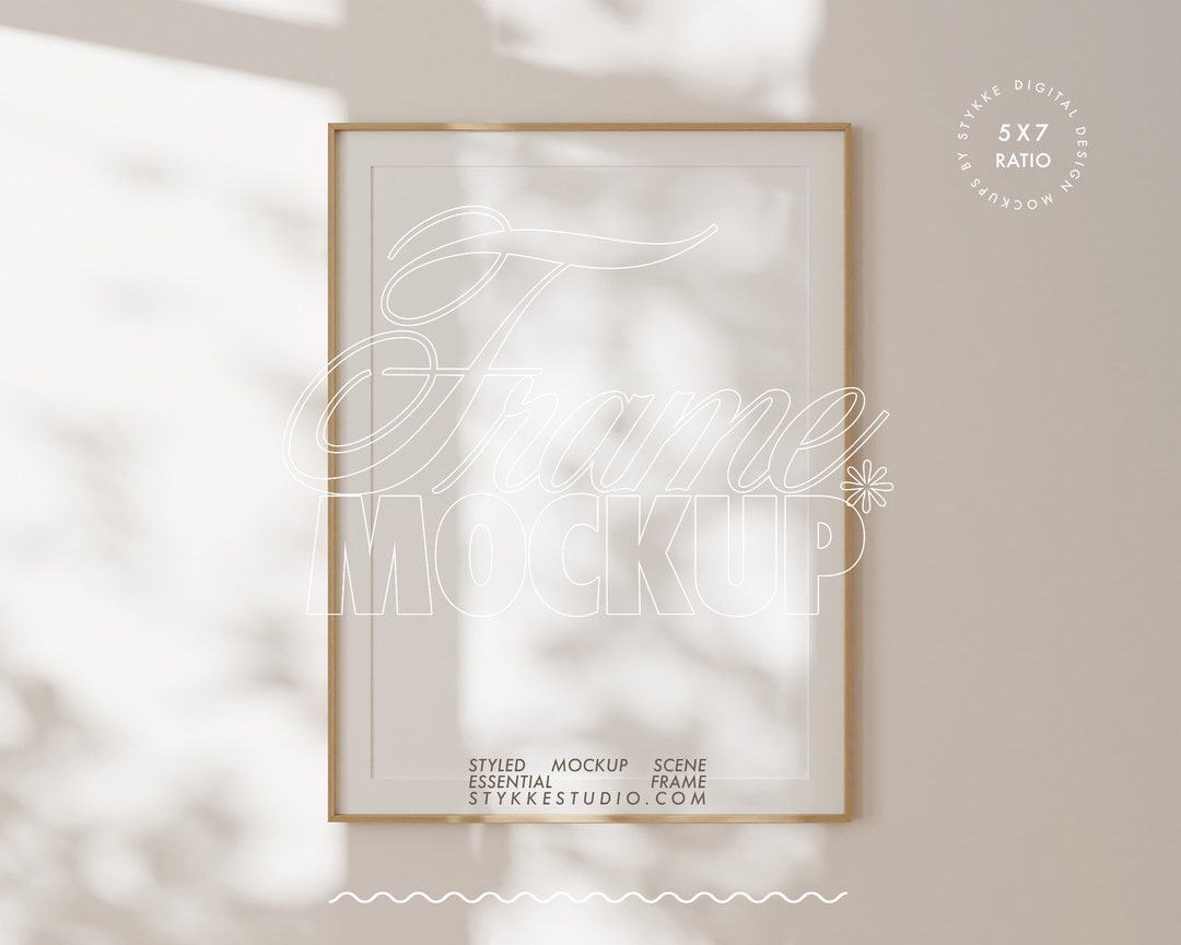 Slip Mount Frame Mockup 5x7 Wood Mat Frame Mockup Vertical Portrait ...