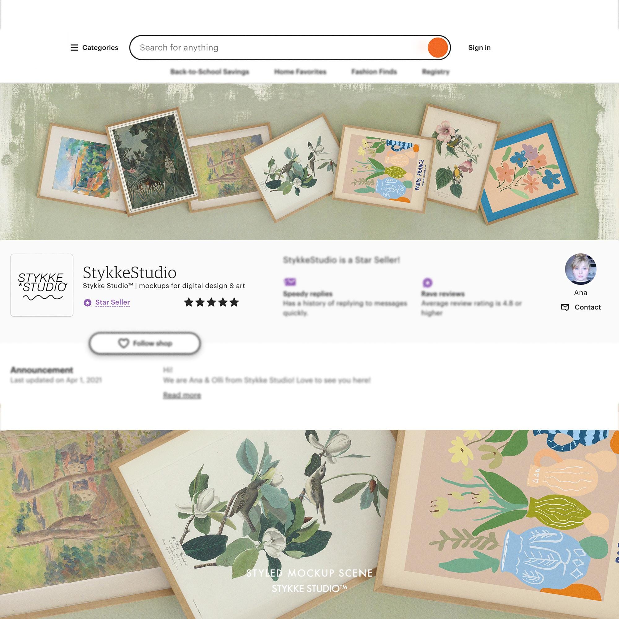 Etsy Shop Banner for Print Shops With Frame Mockups, Customizable Title ...