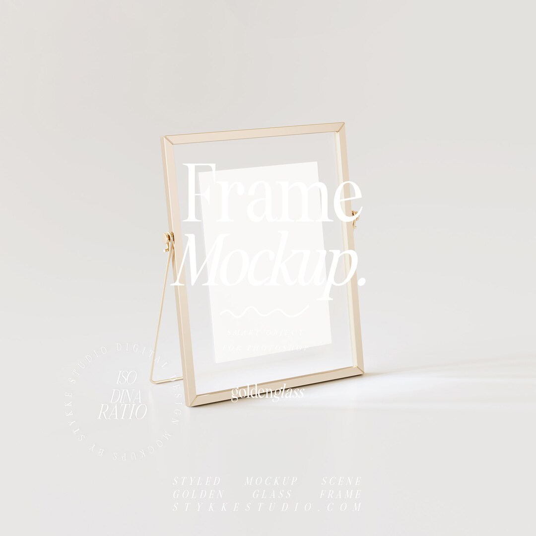 Golden Glass Frame Mockup for DIN A Vertical Poster, Romantic Floating ...