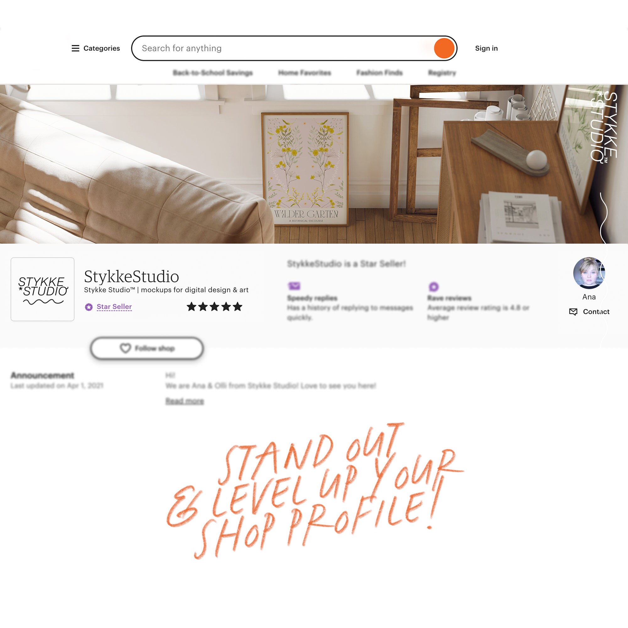Etsy Shop Banner for Art Print Shops With Frame Mockups, Title Image ...