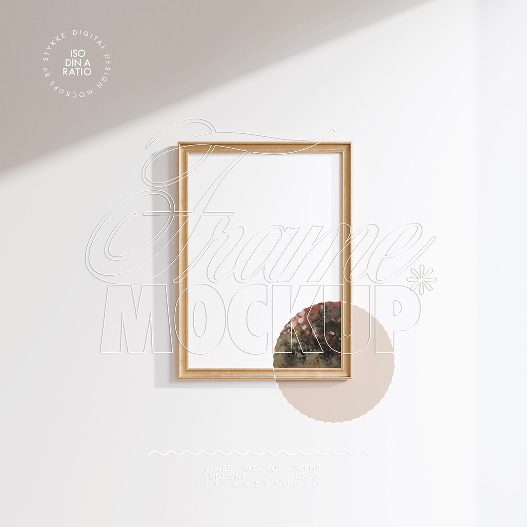 Frame Mockup Gold Wood DIN A4 Vertical, Passe-partout Mockup Frame ...