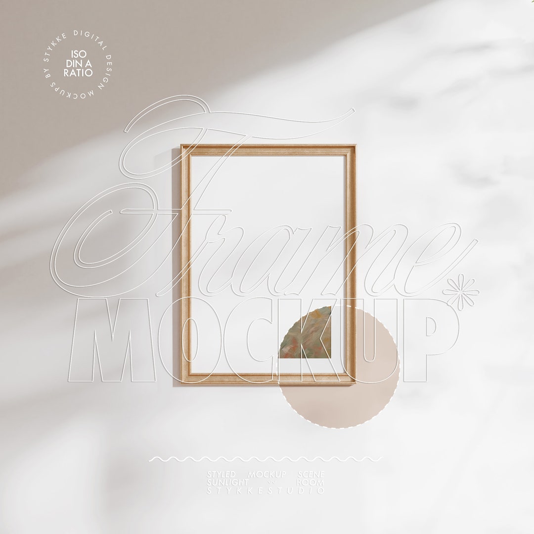 Frame Mockup Gold Wood DIN A4 Vertical, Passe-partout Mockup Frame ...