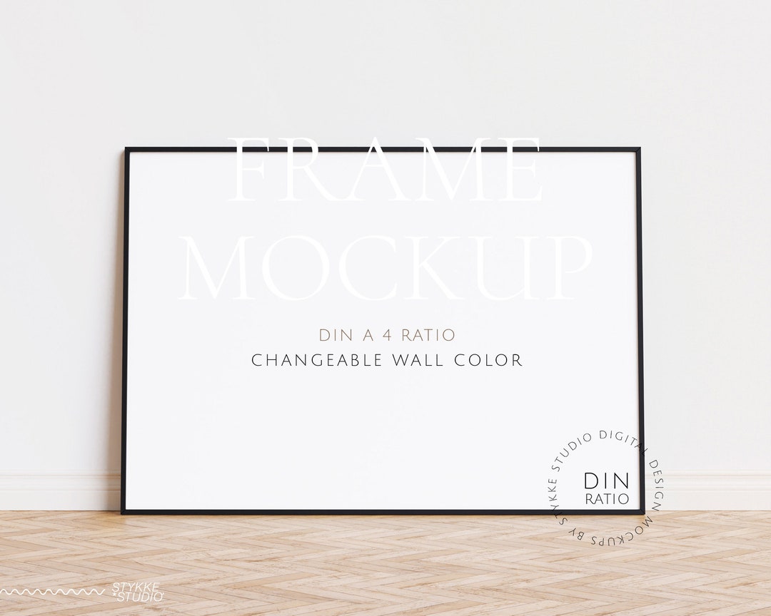 Black Thin Frame Mockup DIN, Landscape Mockup, Frame Mockup DIN A 4 ...