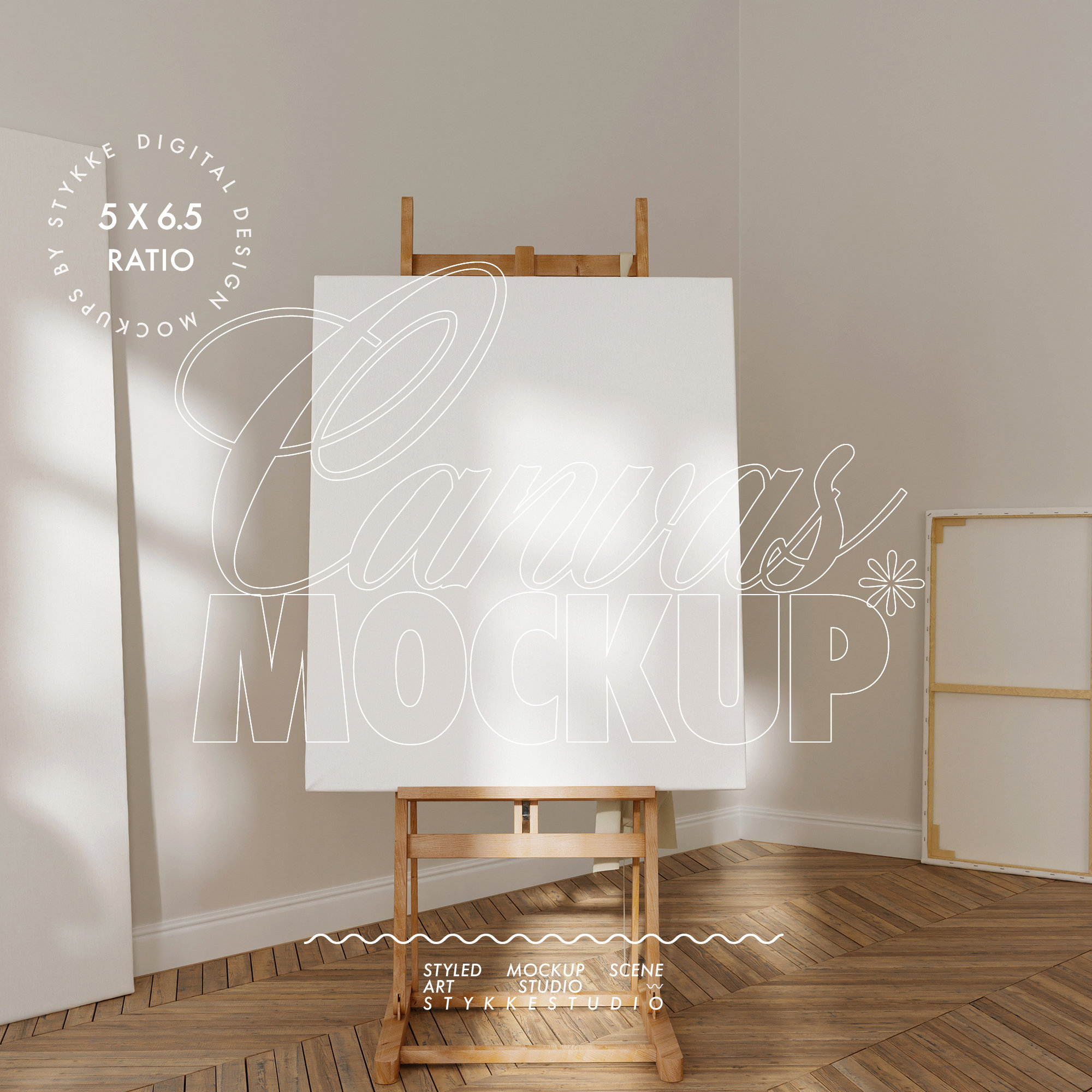 Tall Canvas Mockup, Art Studio Mockup 5x6.5 Ratio Vertical Painting ...