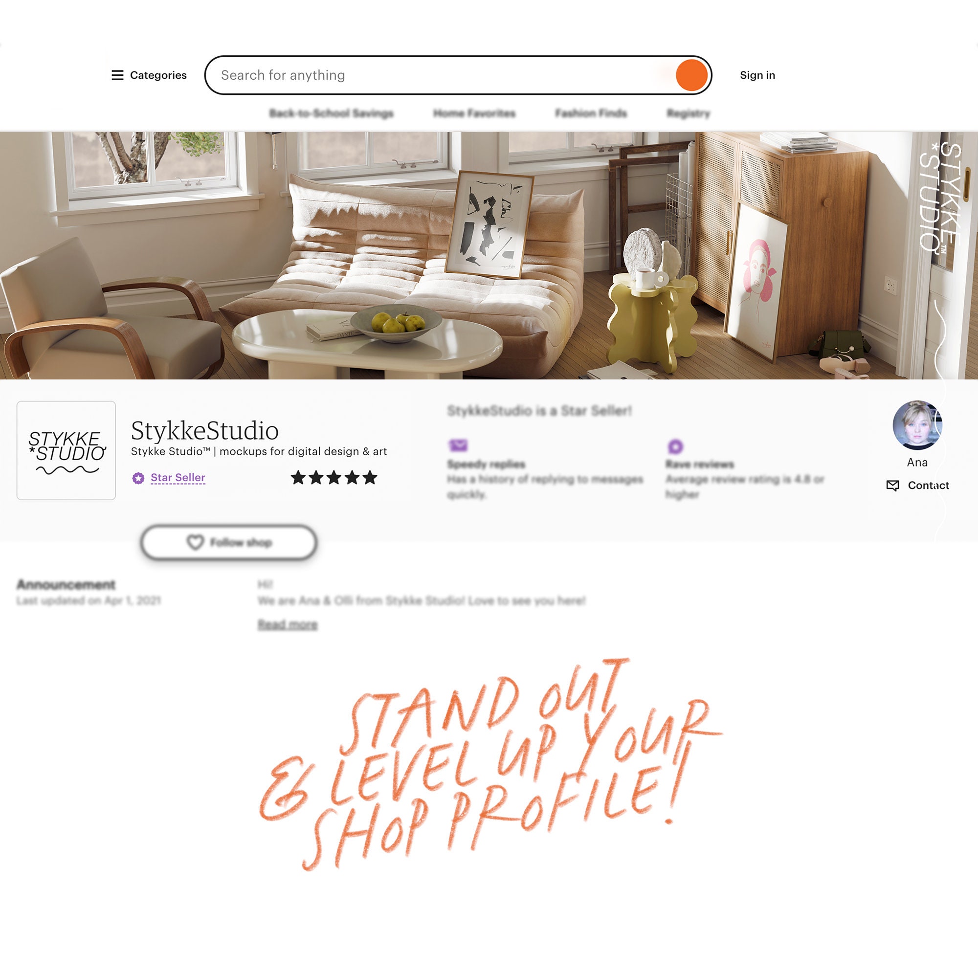 Etsy Shop Banner for Art Print Shops With Frame Mockups, Title Image ...