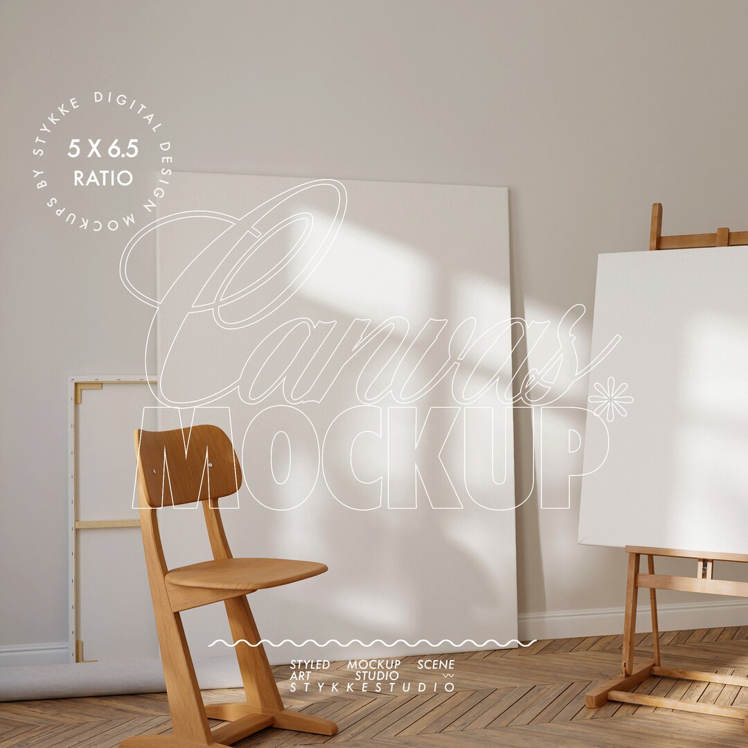 Tall Canvas Mockup, Art Studio Mockup 5x6.5 Ratio Vertical Painting ...