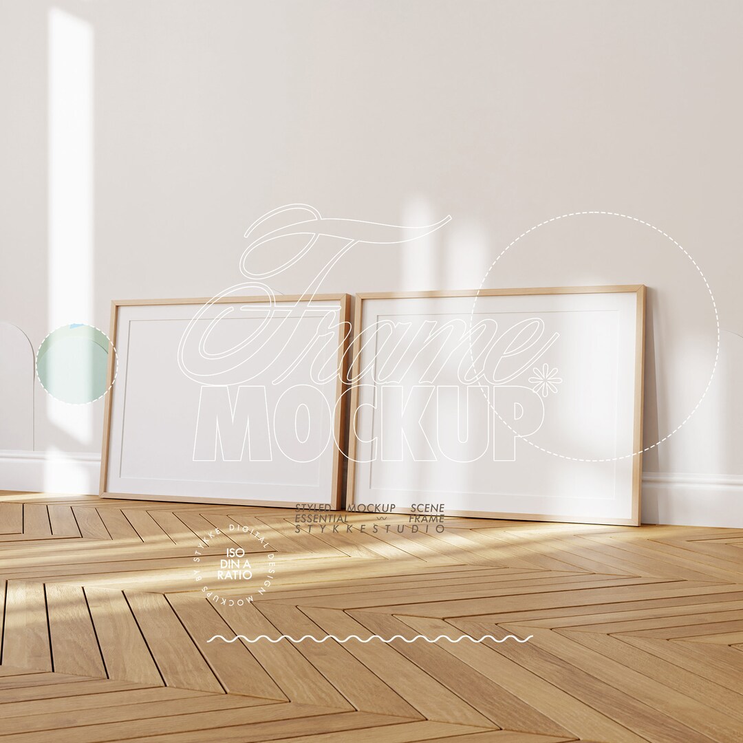 Leaning Frame Mockup DIN A, Two Mockup Frames, Horizontal Digital Mat ...