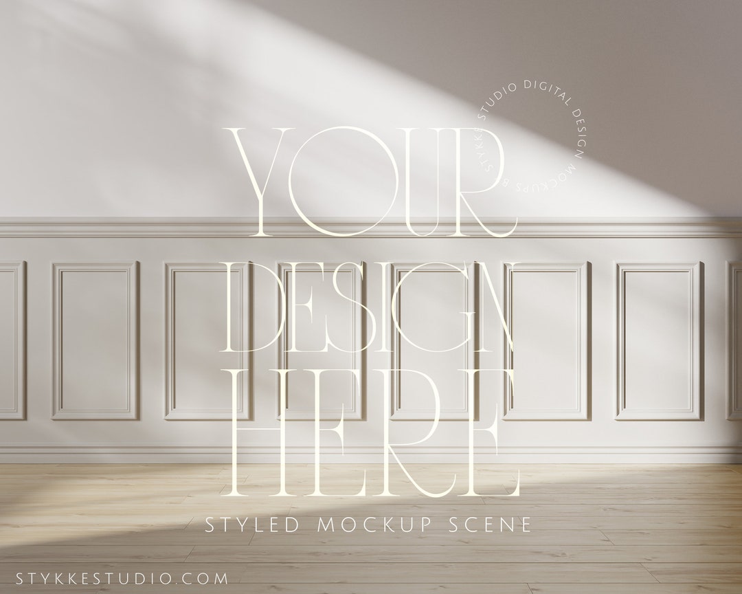 Empty Wall Mockup, Molding Wall Mockup, Shadow & Sun on Wall Mockup ...