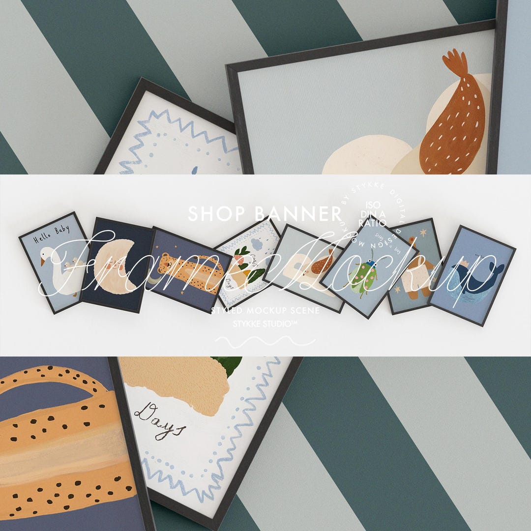 Etsy Shop Banner for Print Shops Black Frame Mockups, Customizable ...