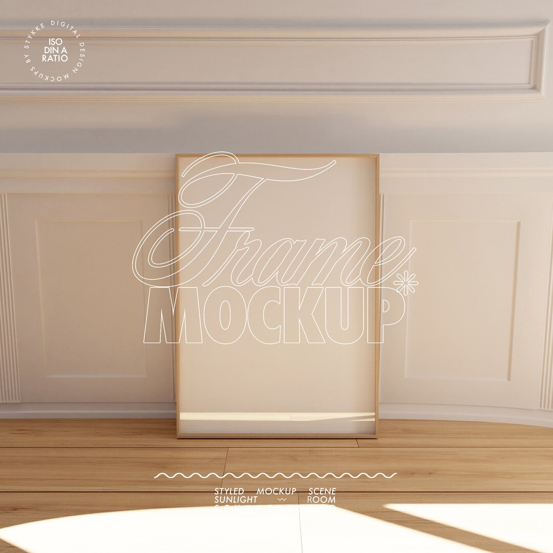 Vertical Frame Mockup, Glass Reflection Frame DIN A Mockup, White Room ...