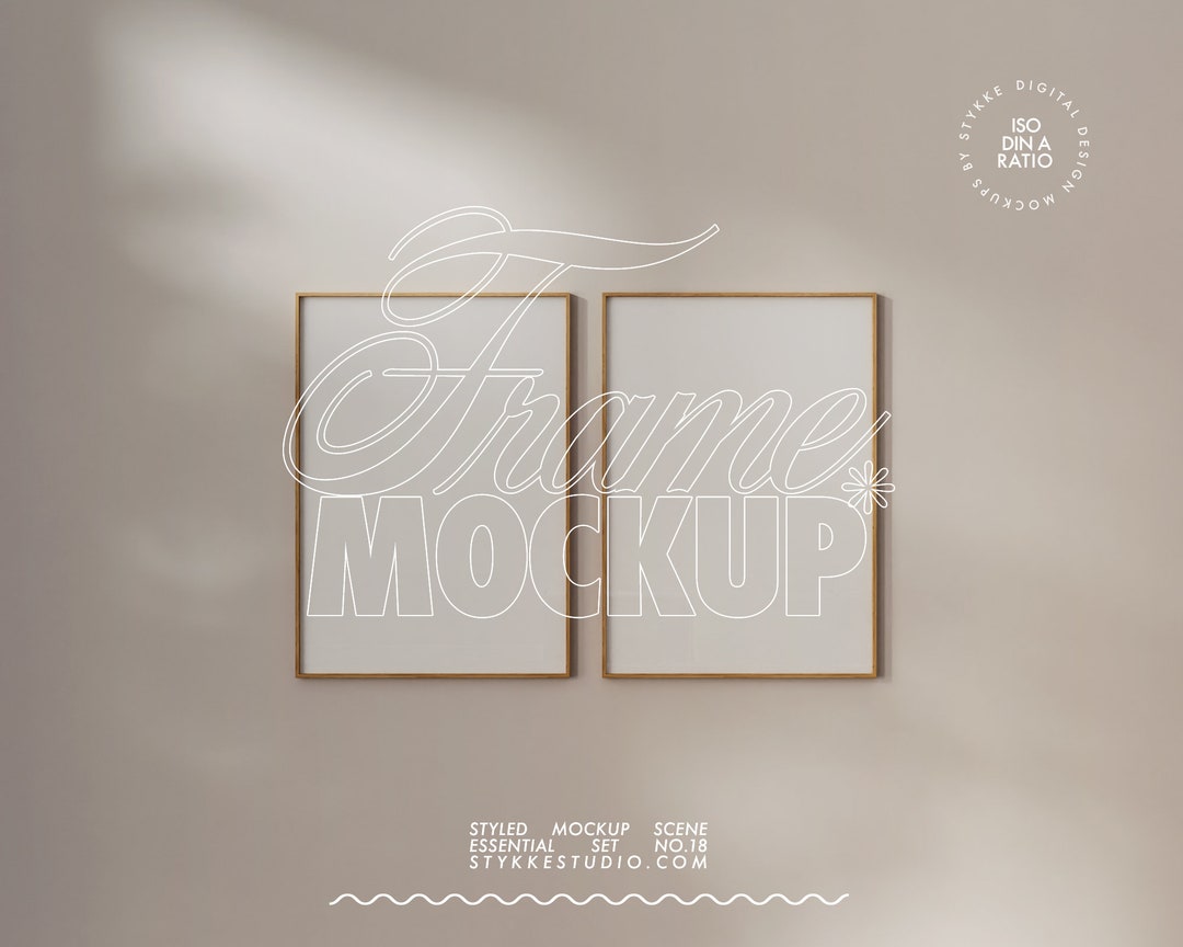 Two Frame Mockup DIN A Wooden Picture Frame Mockup Duo for Digital ...