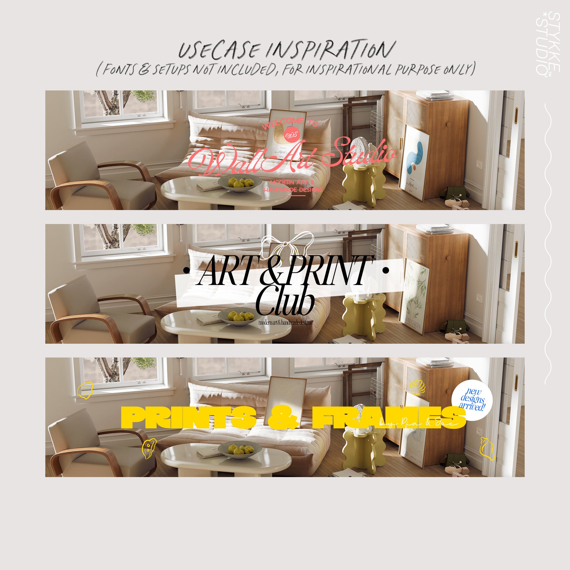 Etsy Shop Banner for Art Print Shops With Frame Mockups, Title Image ...