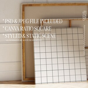 Square Canvas Mockup, Minimalistic Interior Mockup, Art Canvas Painting ...