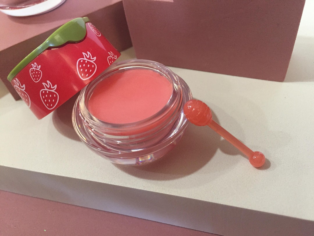 Strawberry Lip Balm Pot With Honey Stick| Moisturizing Lip Balm| Shea ...