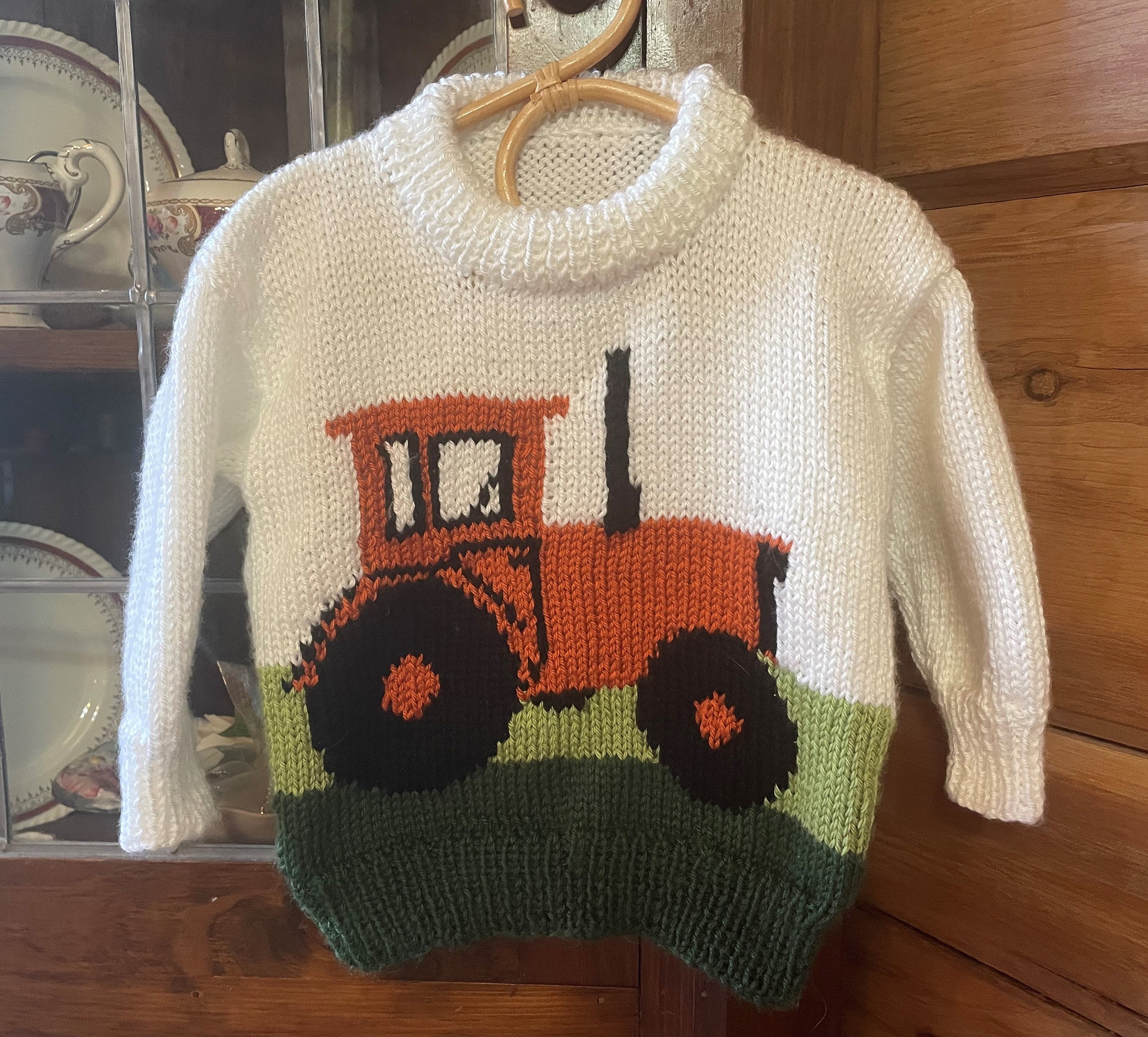 Hand Knit Tractor Sweater Little Tractor Pullover Hand Knit - Etsy Canada