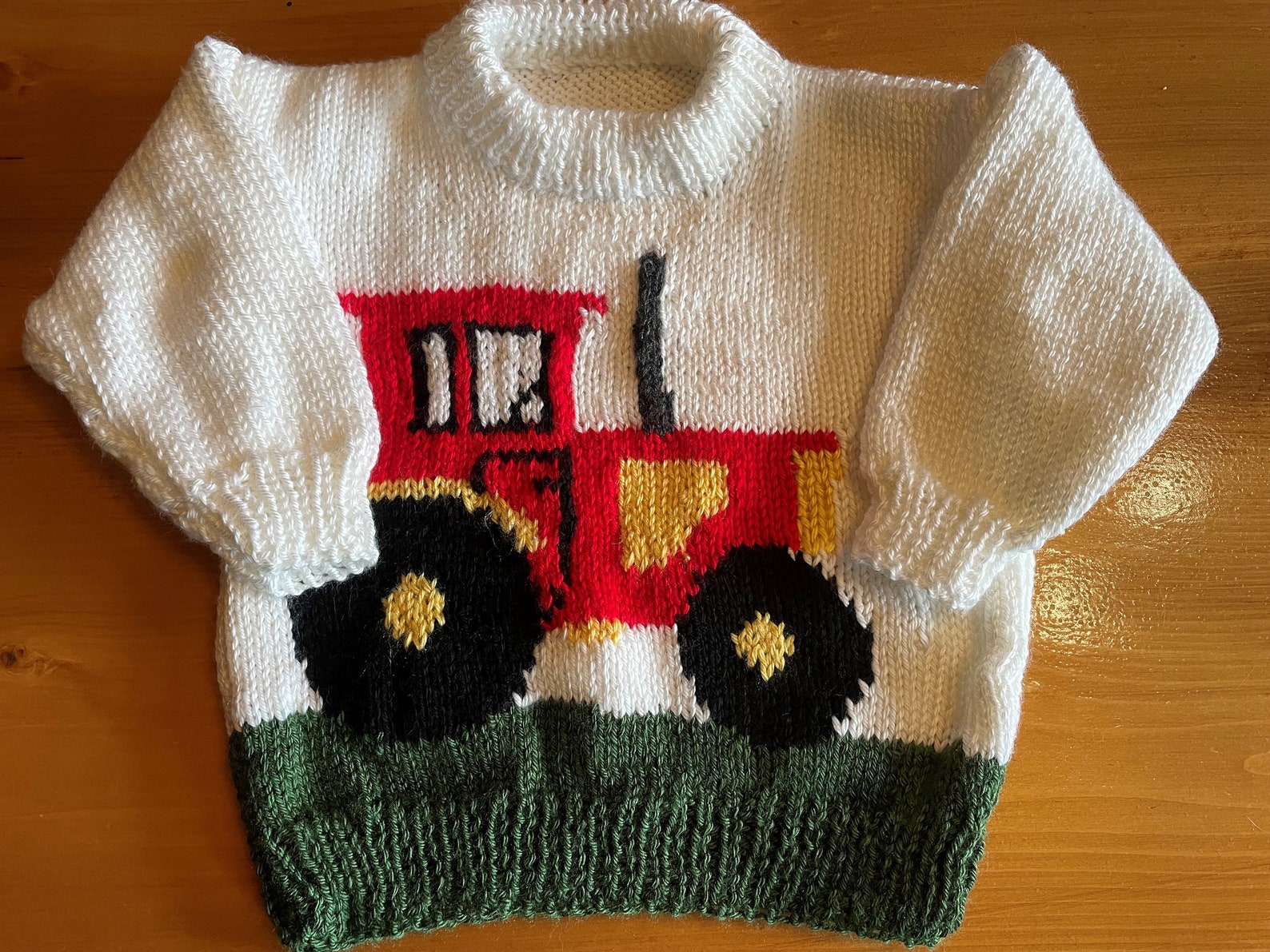 Hand Knit Tractor Sweater Little Tractor Pullover Hand Knit - Etsy Canada