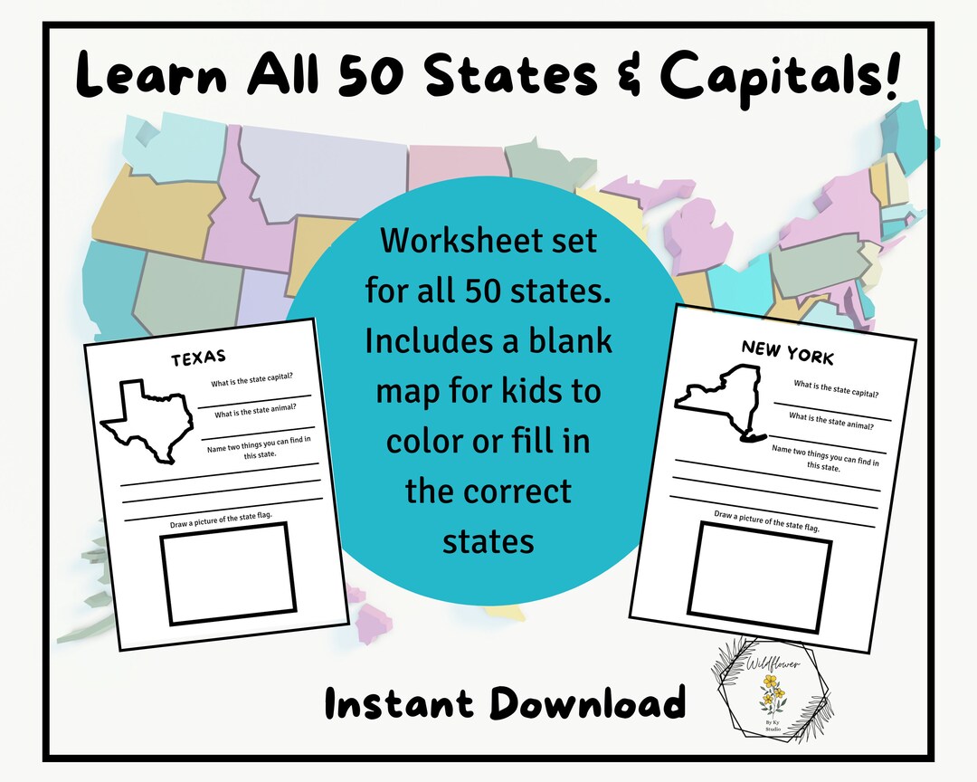 Learn States and Capitals - Etsy