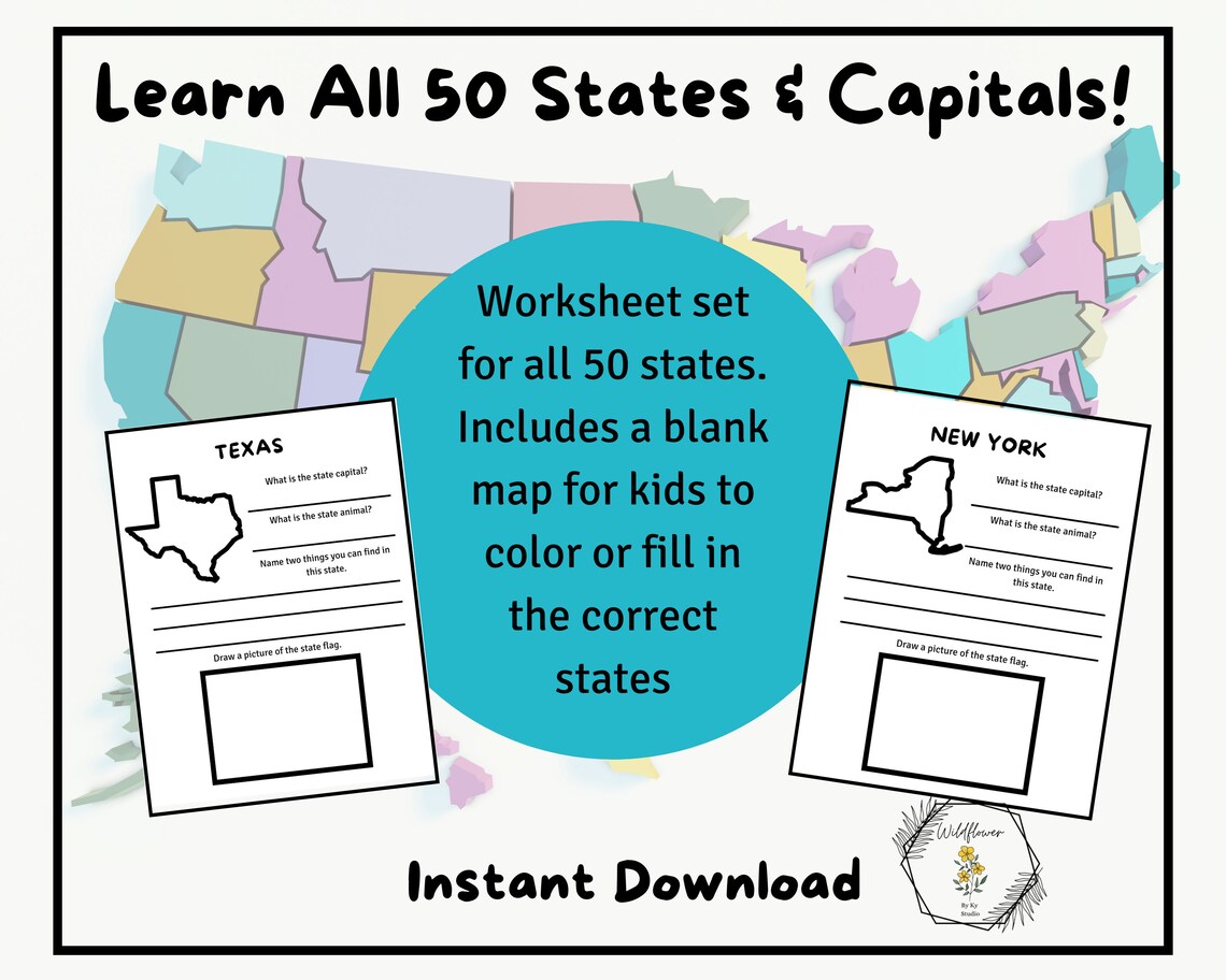 Learn States and Capitals - Etsy