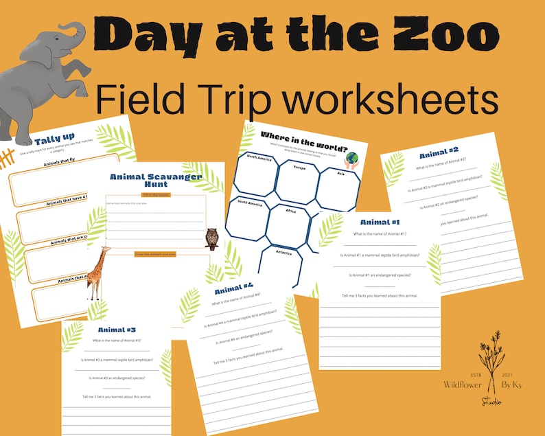 Day at the Zoo Field Trip Worksheet Packet - Etsy