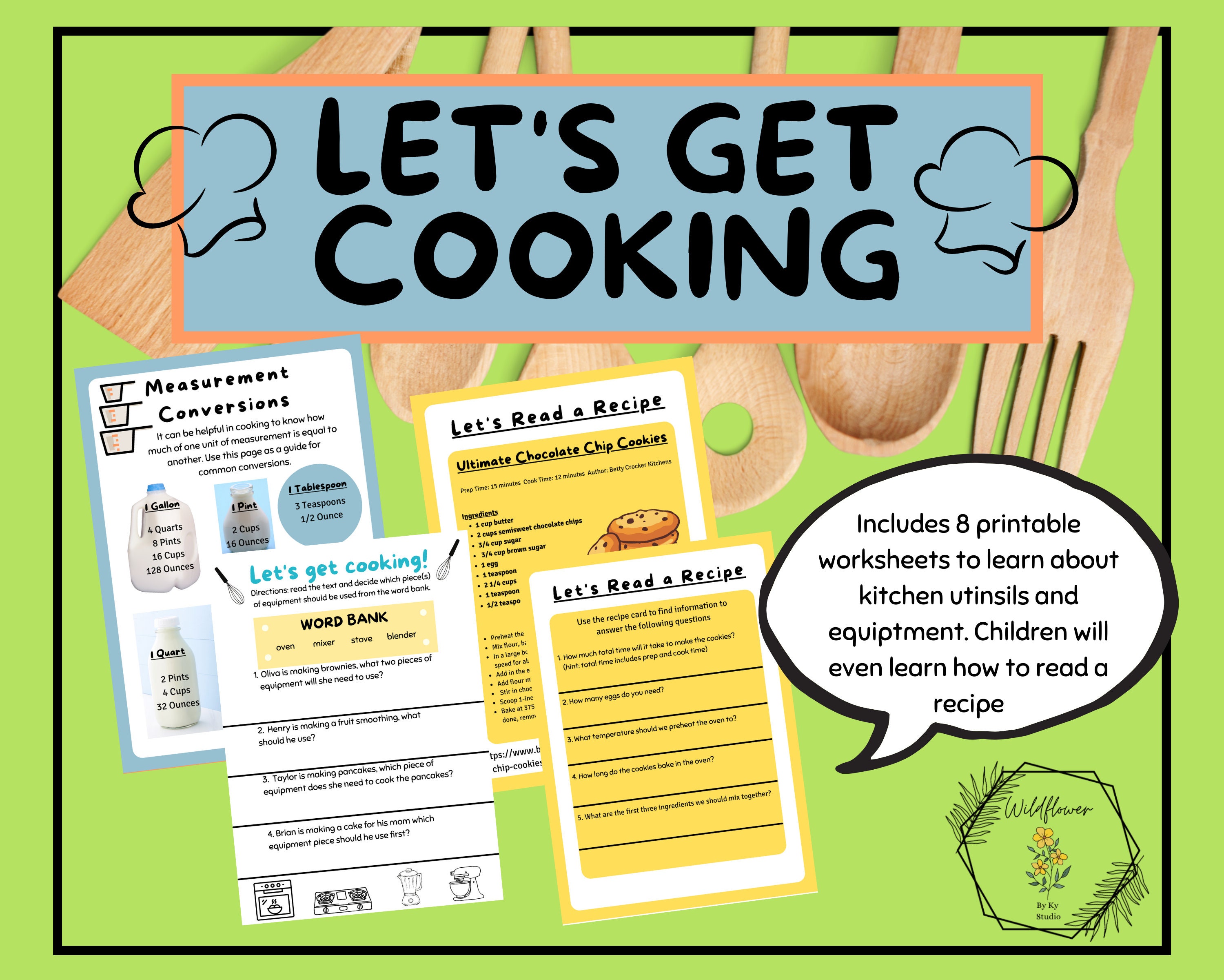 Let's Get Cooking Worksheet Set - Etsy