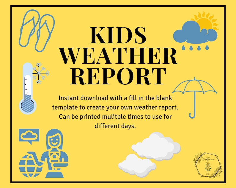 Kids Weather Report Template - Etsy