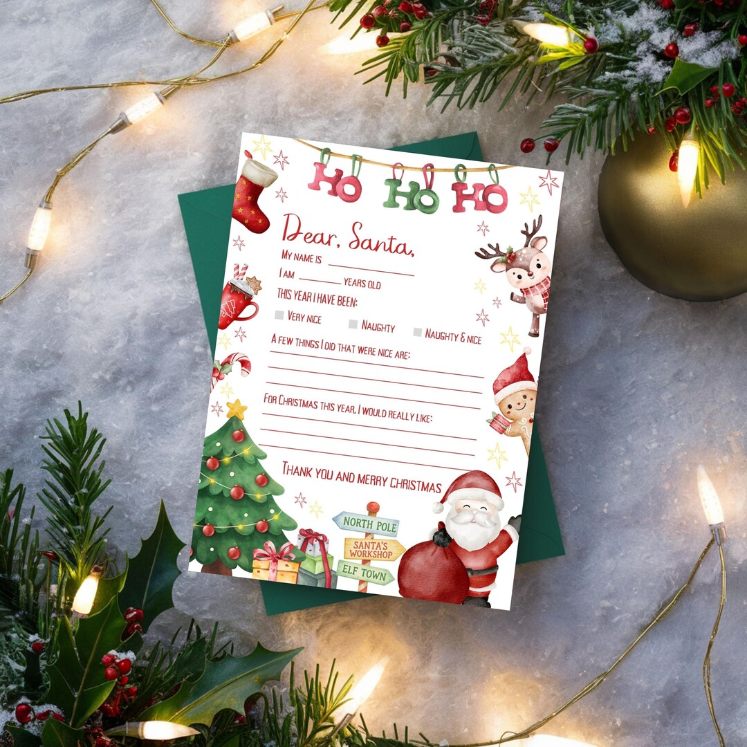 Christmas Letter to Santa Claus Printable - Kids Dear Santa Wish List ...