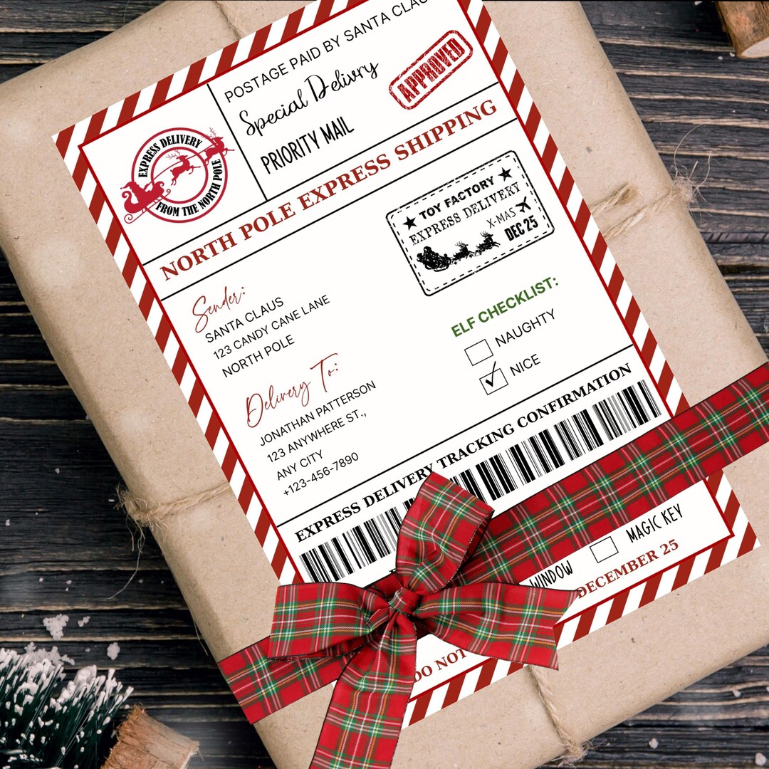 Christmas Gift Label From Santa Claus - North Pole Delivery Postage ...