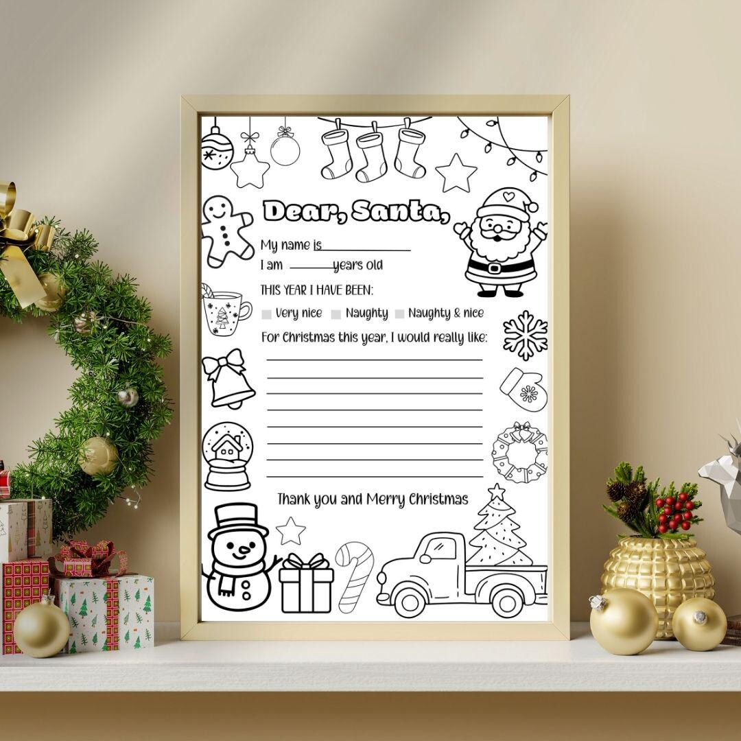 Letter to Santa Coloring Page - Christmas Wish List Kids Activity ...