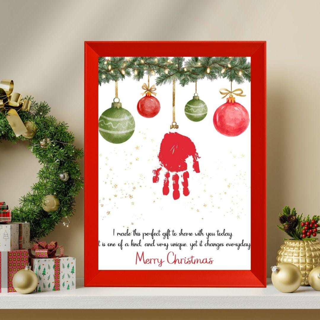 Christmas Ornament Handprint Art for Kids or Newborn Baby - Keepsake ...