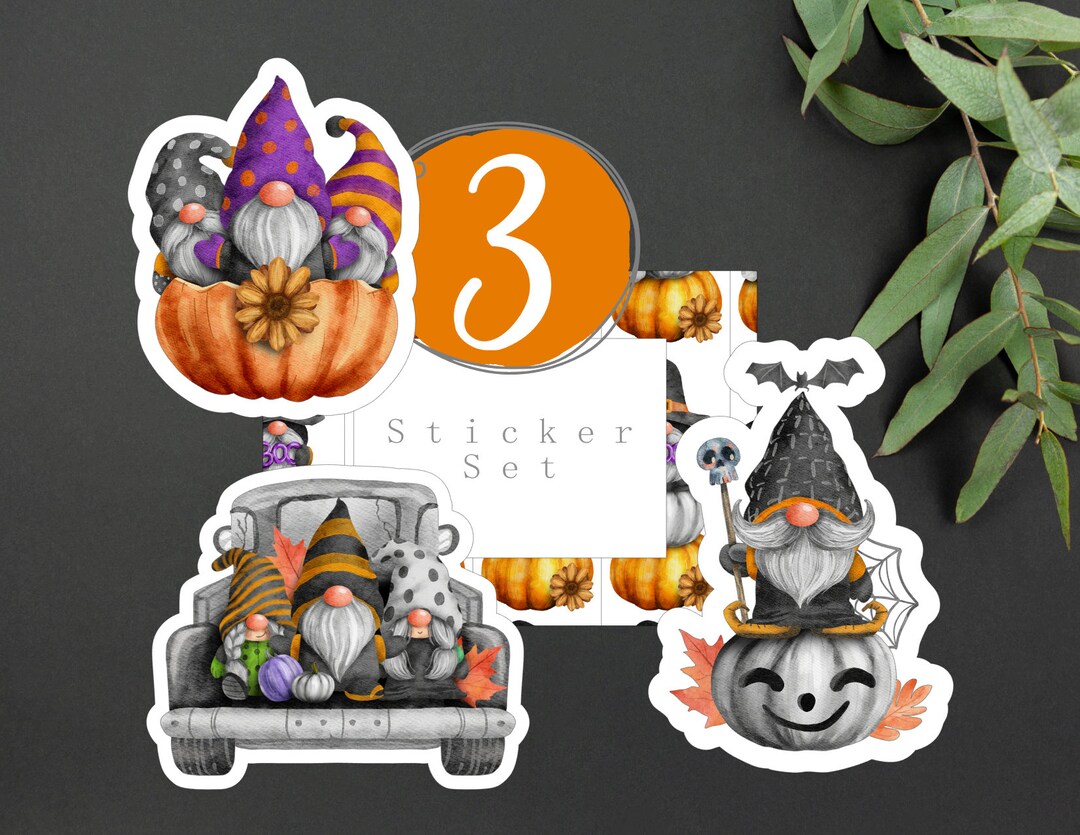 Fall Gnome Pumpkin Truck Sticker Set Cute Fall Gnome Stickers Gnome ...