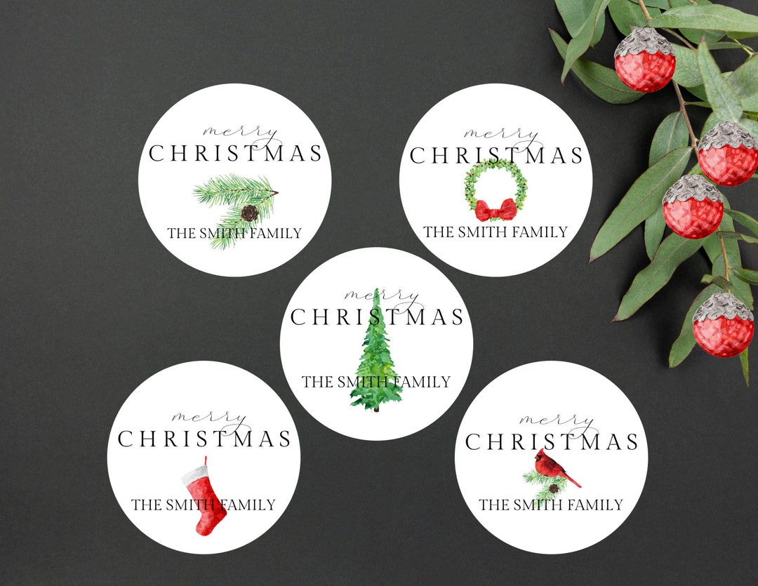 Personalized Christmas Round Gift Tag Stickers Christmas Gift Stickers ...