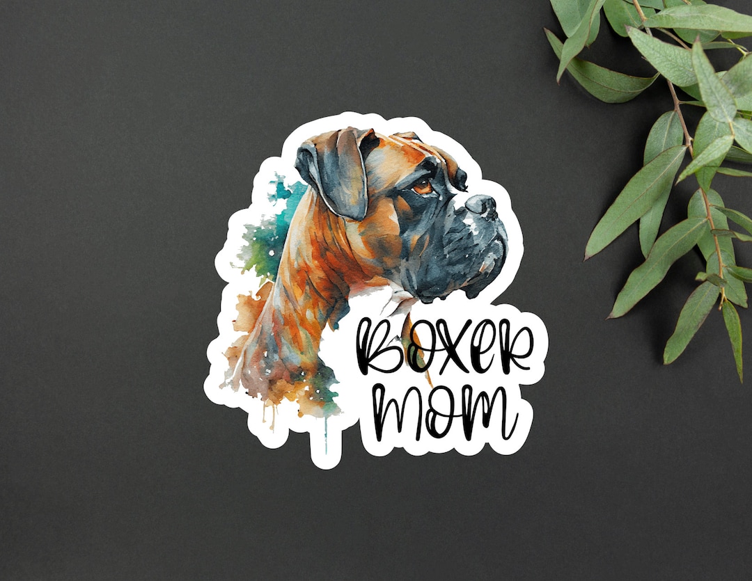 Boxer Mom Sticker Watercolor Boxer Mom Gift Sticker Dog Mom Gift Boxer ...